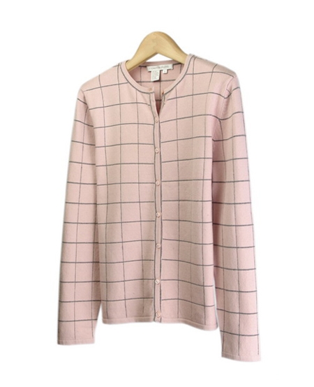 Womens' Silk/Cotton/Lycra Jewel Neck Long Sleeve Window Pane Cardigan ...